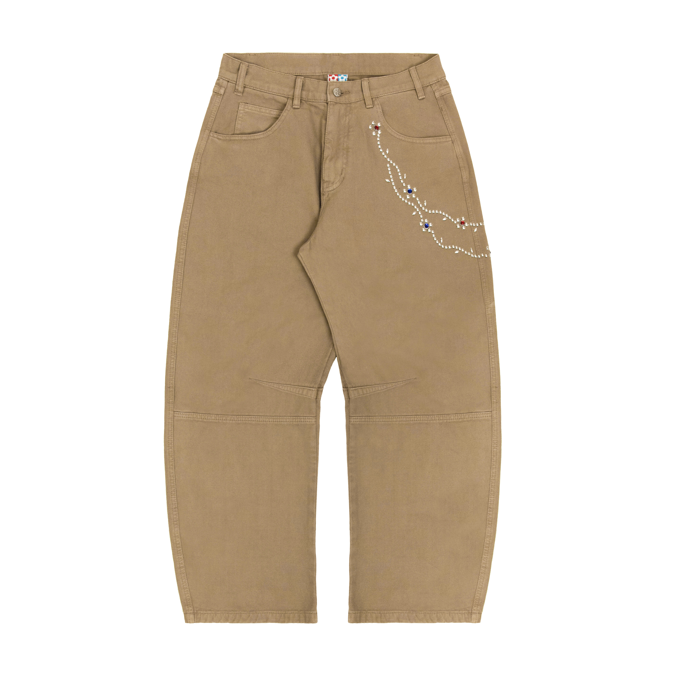 Vandy The Pink | Drop Out Store NZ | Flower Stud Pant - Beige